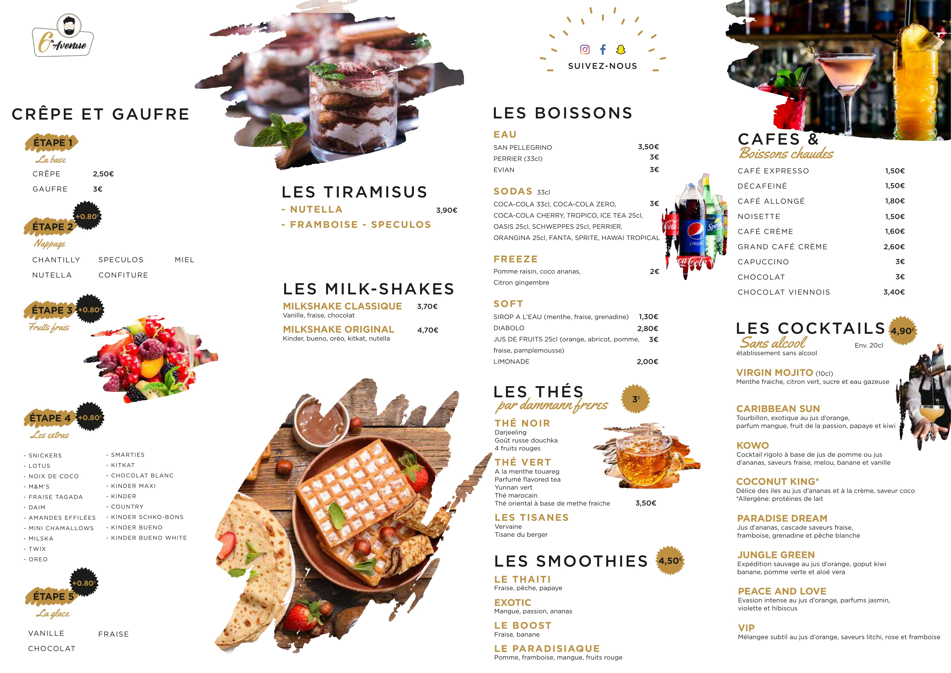 Sixieme avenue - La cartes de plats de votre restaurant à Mâcon